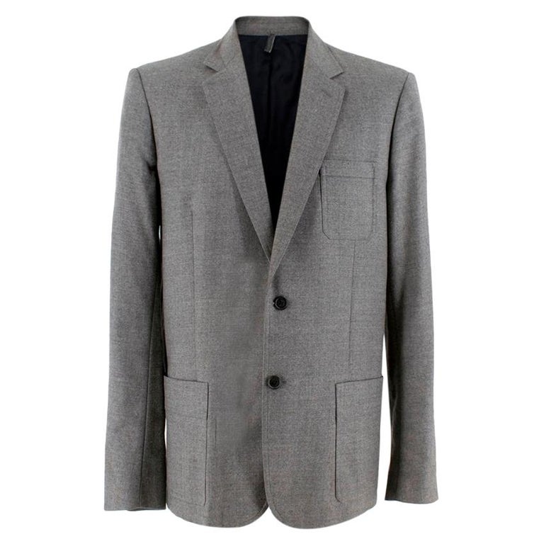 Dior Two Button Grey Tailored Suit Jacket - Size L EU 52 For Sale at ...