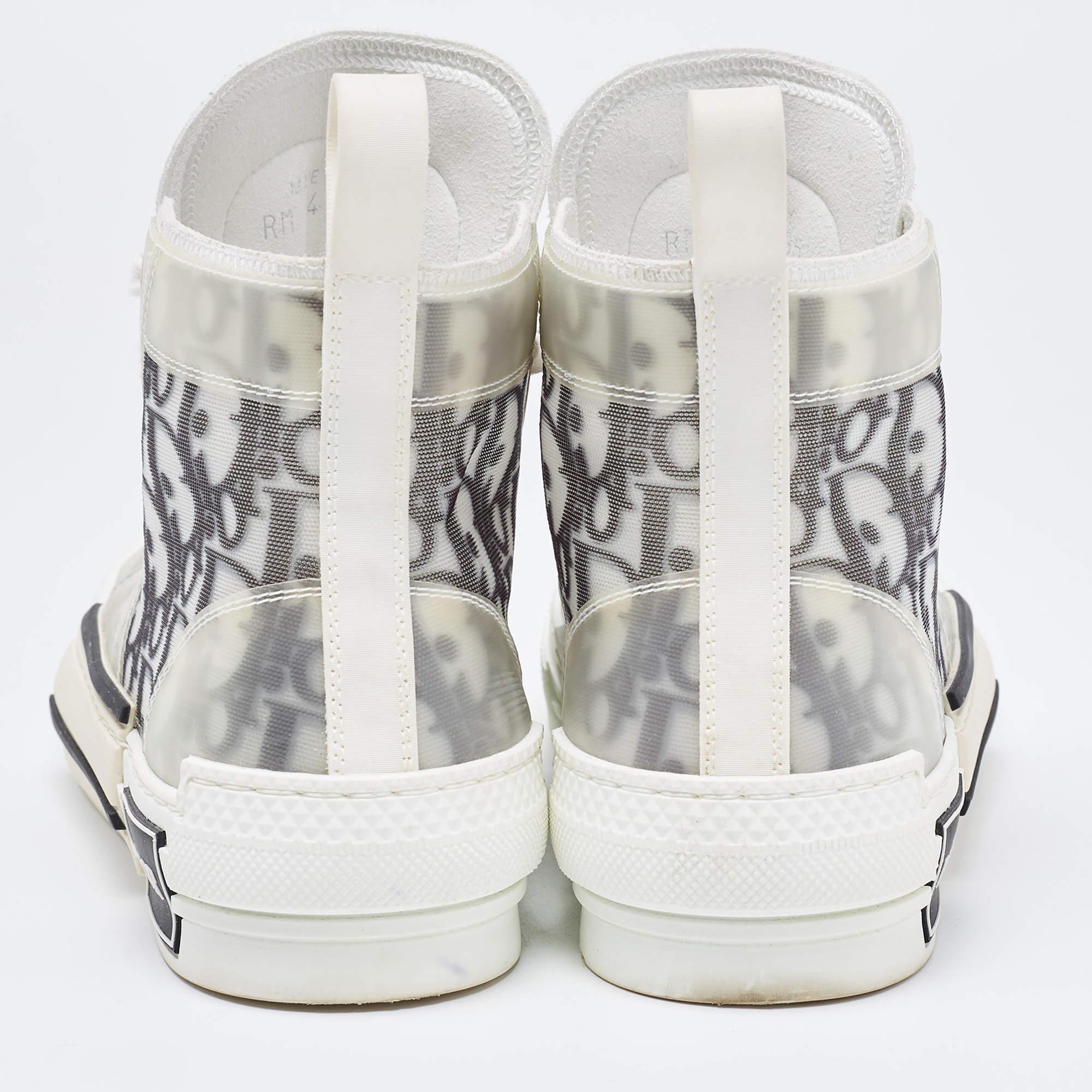 Dior Two Tone Oblique Mesh and Rubber B23 High Top Sneakers Size 35.5 For Sale at 1stDibs