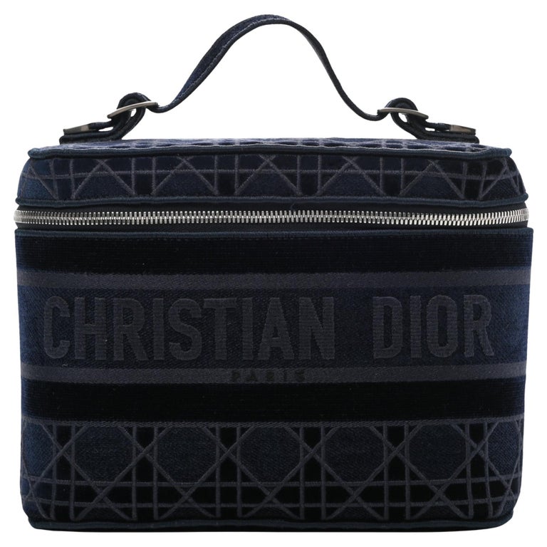 Dior Velvet Cannage Diortravel Vanity Case Blue (2020) For Sale at 1stDibs