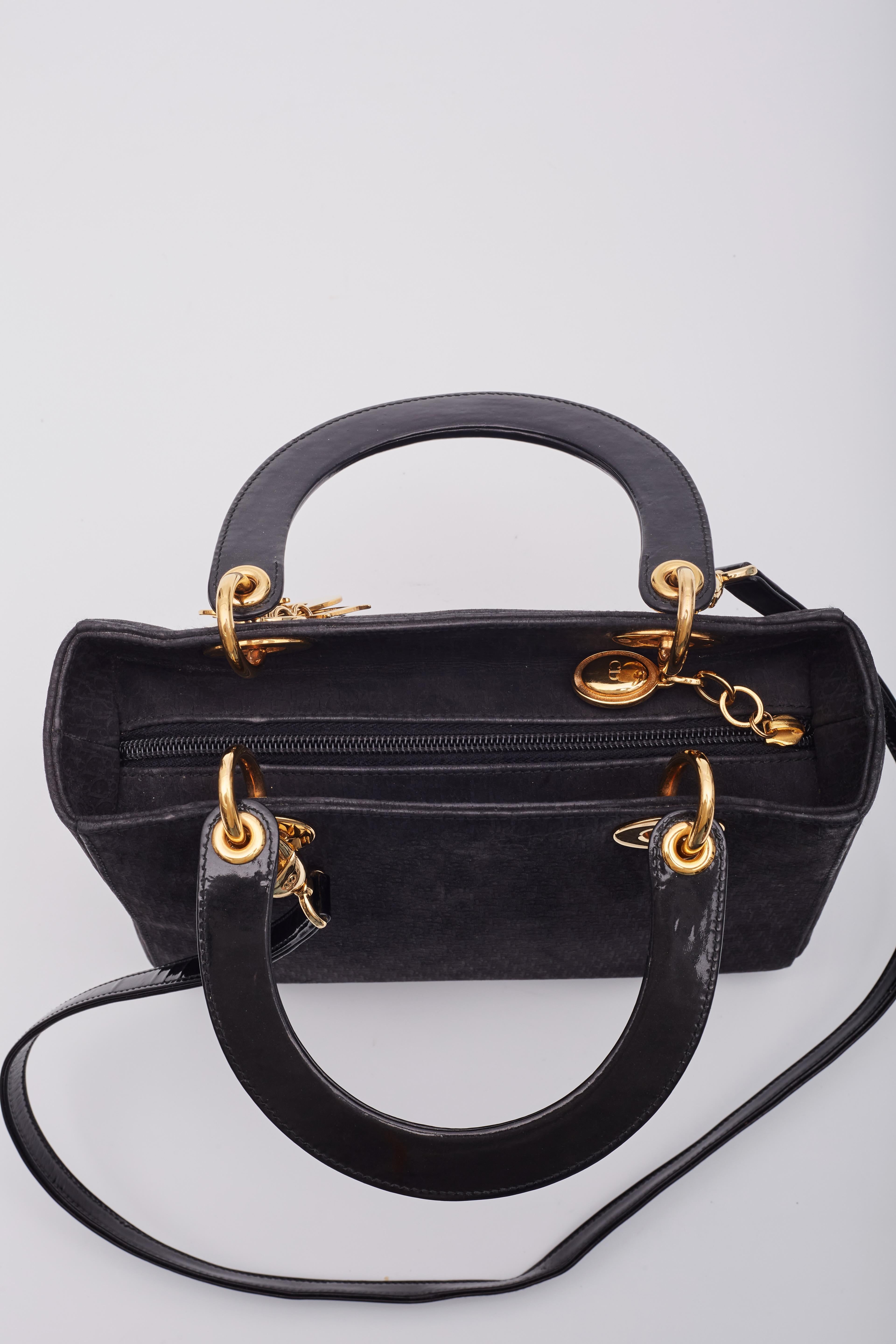Dior Vintage Diorissimo Black Lady Dior Handbag Medium For Sale at 1stDibs