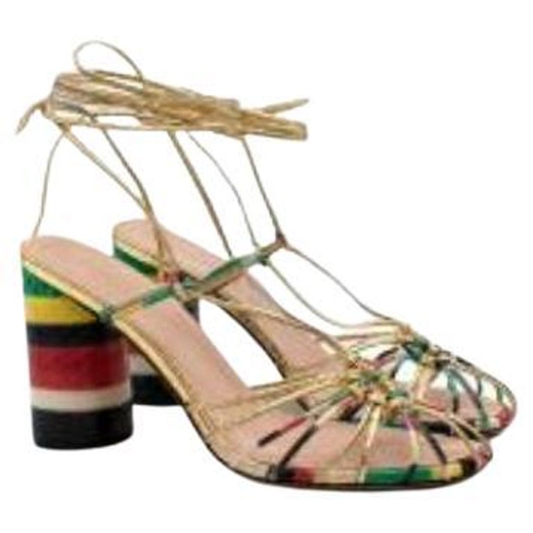 Dior Vintage Multicoloured Striped Sandals For Sale at 1stDibs
