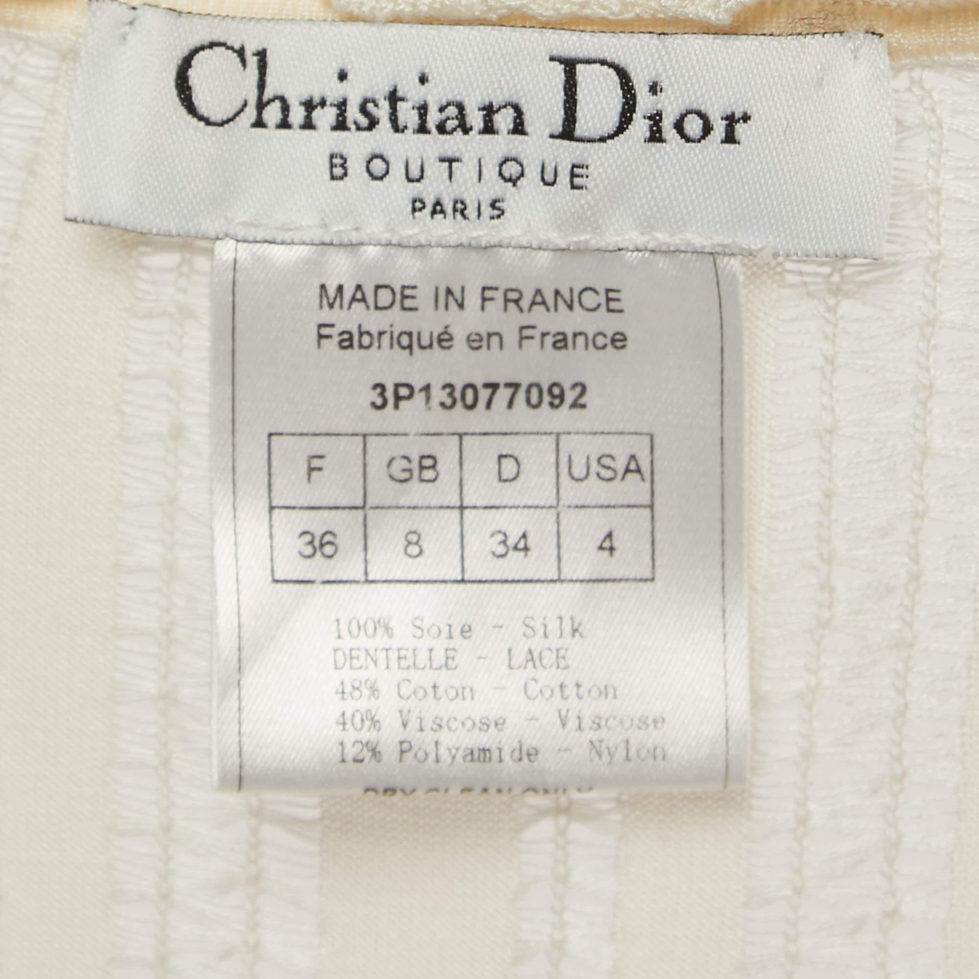 Dior Vintage Off White Knit Buttoned Long Sleeve Top S For Sale at 1stDibs