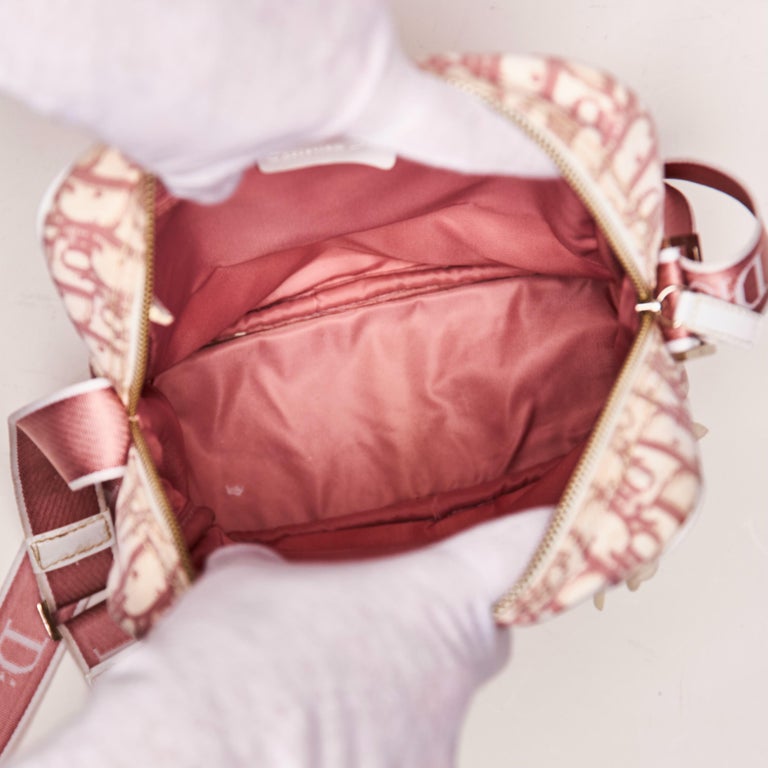 Dior Vintage Pink Flower Floral Trotter Oblique Monogram Side Bag (2002 ...