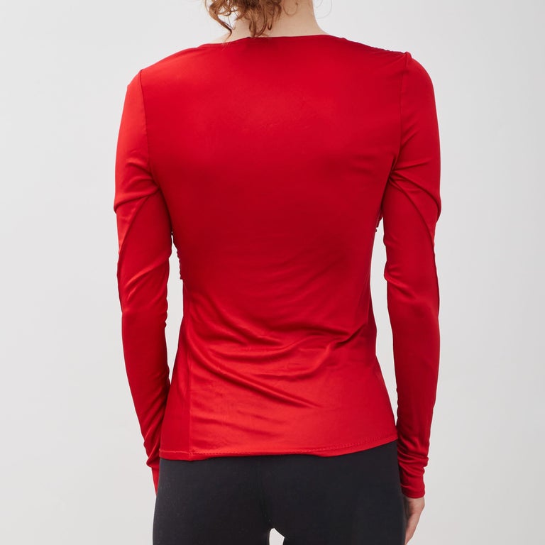 Dior Vintage Ruched Stretch Red Viscose Long Sleeve Top (US4 Small) For ...