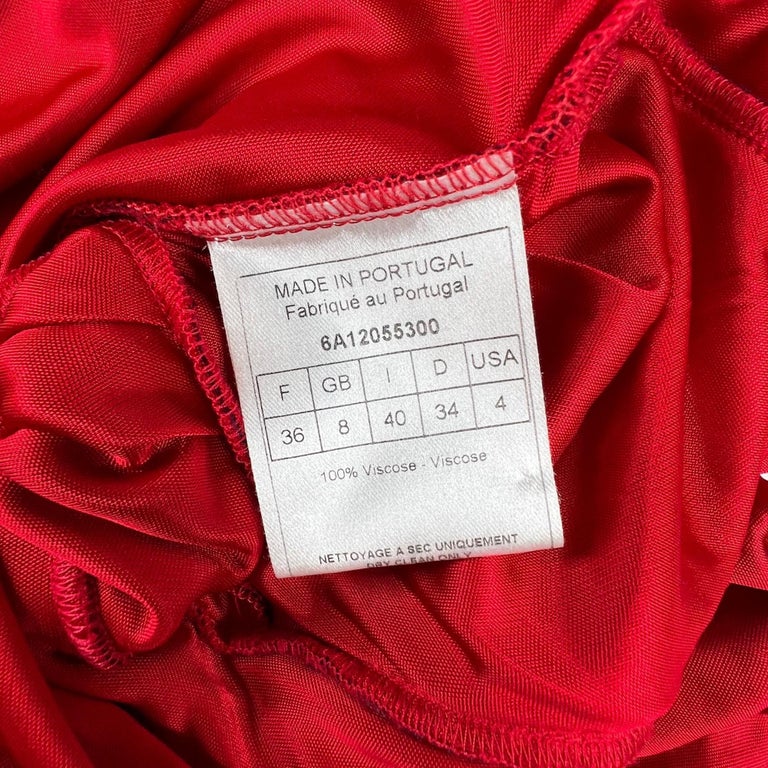 Dior Vintage Ruched Stretch Red Viscose Long Sleeve Top (US4 Small) For ...