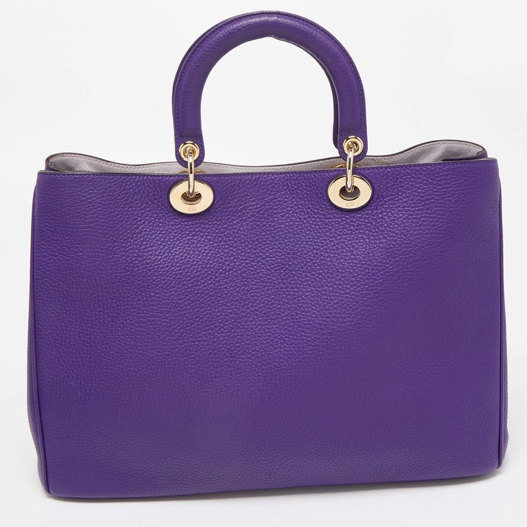 Dior Violet Leather Large Diorissimo Shopper Tote For Sale at 1stDibs