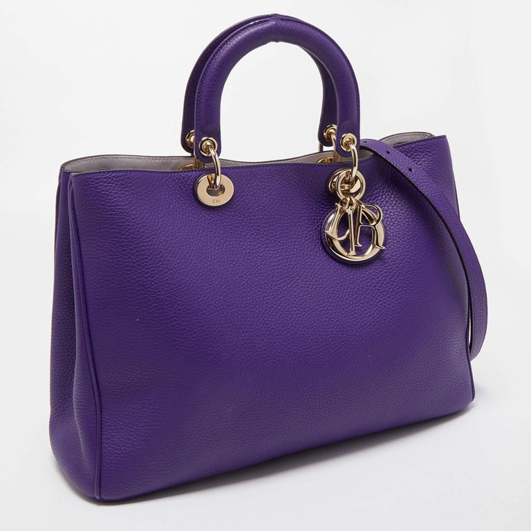 Dior Violet Leather Large Diorissimo Shopper Tote For Sale at 1stDibs