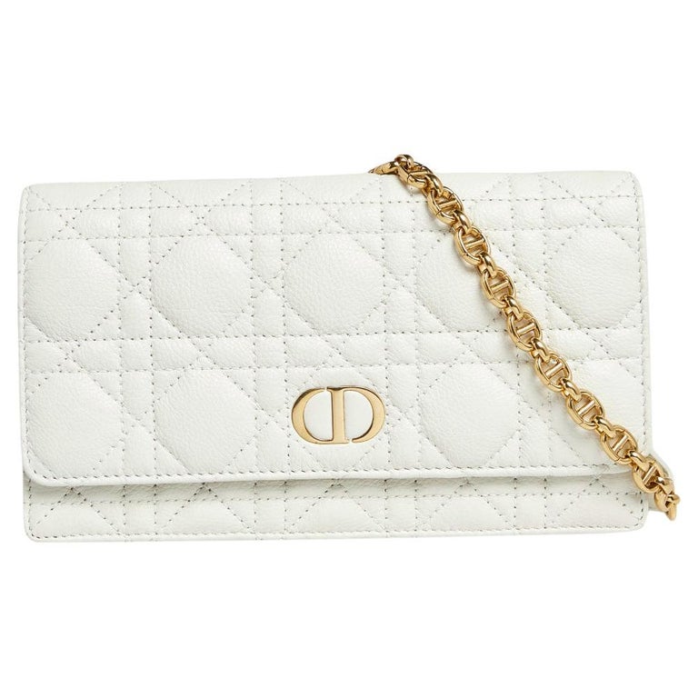 Dior White Cannage Leather Caro Belt Pouch with Chain at 1stDibs | dior ...