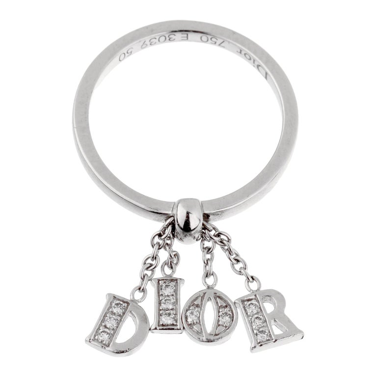 Dior White Gold Diamond Dangling Ring For Sale at 1stDibs