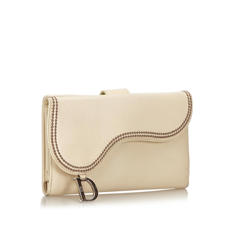 Dior White Leather Saddle Wallet For Sale at 1stDibs