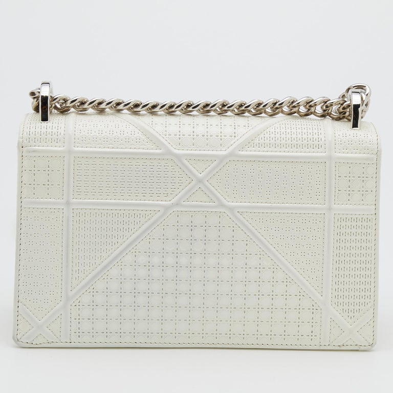 Dior White Micro Cannage Patent Leather Small Diorama Shoulder Bag For ...