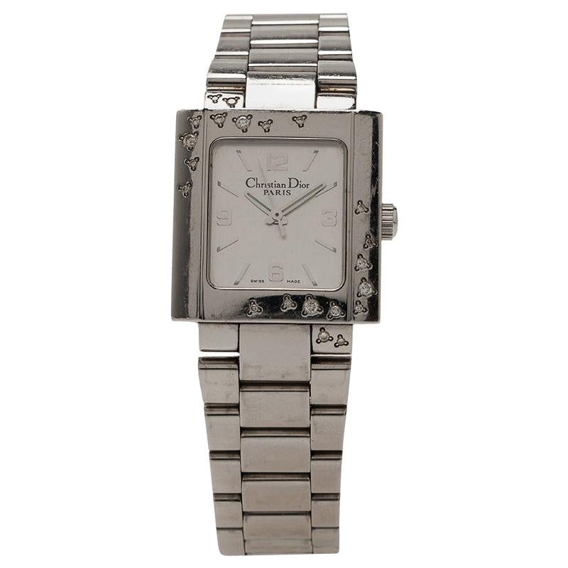 Dior White Stainless Steel Christal Women's Wristwatch 38MM at 1stDibs