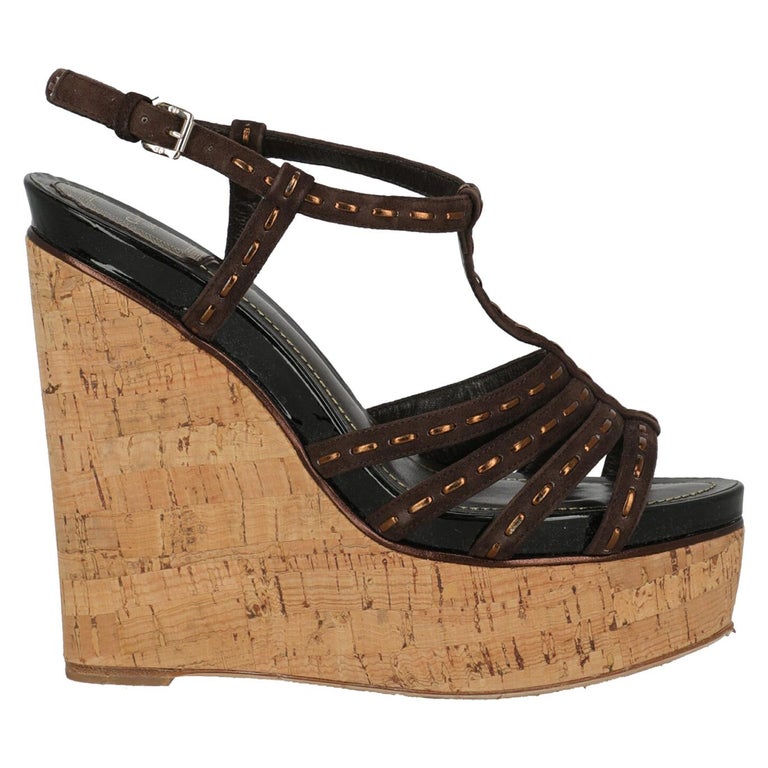 Dior Women Wedges Brown Leather EU 40 For Sale at 1stDibs