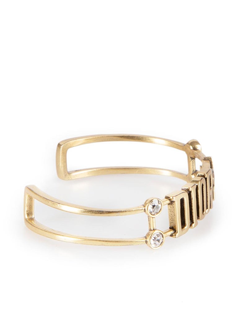 Dior Women's Gold Tone Logo Star Bangle For Sale at 1stDibs