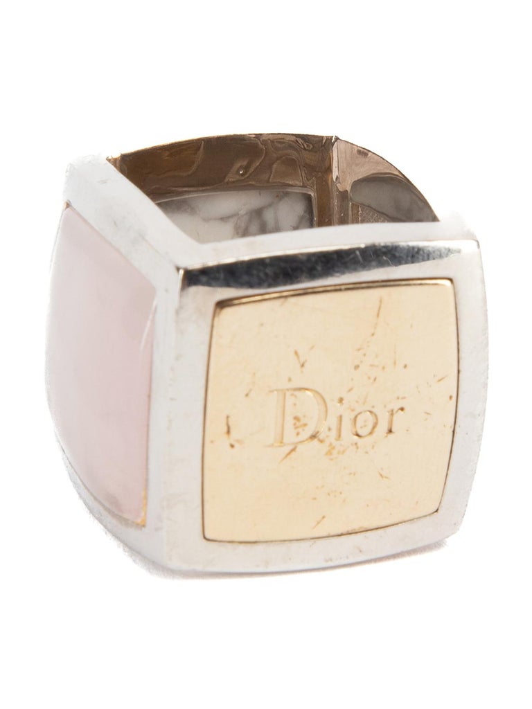 Dior Women's Vintage Square Ring Silver Plated For Sale at 1stDibs