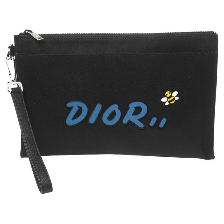 Dior x Kaws Black Nylon Bee Wristlet Pouch For Sale at 1stDibs