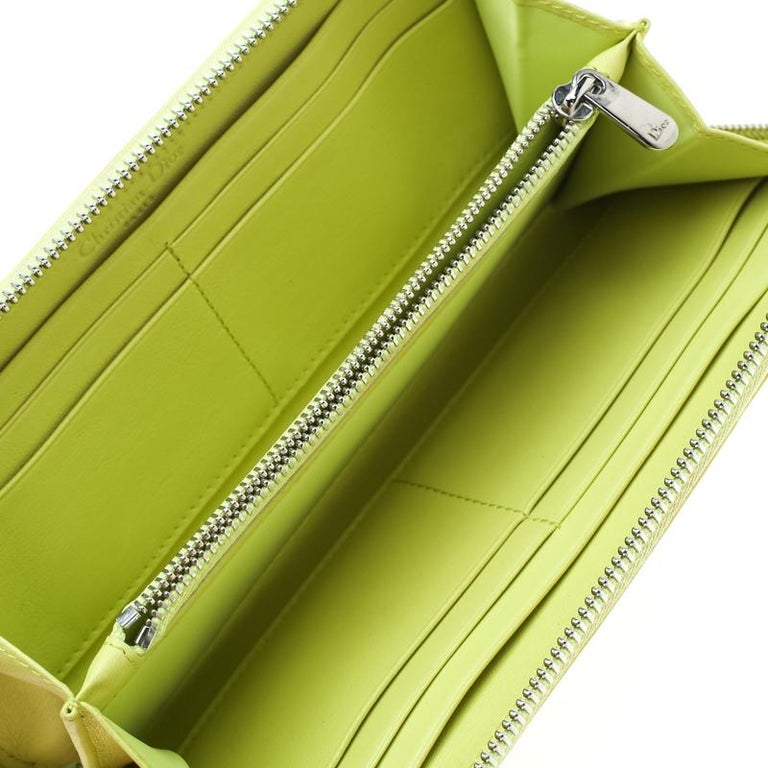 Dior Yellow Leather Lady Dior Zip Around Wallet For Sale at 1stDibs