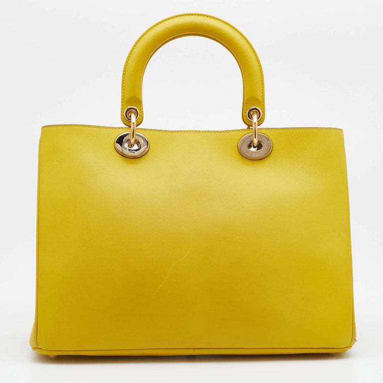 Dior Yellow Leather Medium Diorissimo Shopper Tote For Sale at 1stDibs