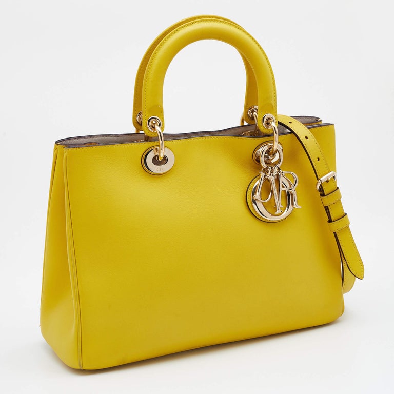 Dior Yellow Leather Medium Diorissimo Shopper Tote For Sale at 1stDibs