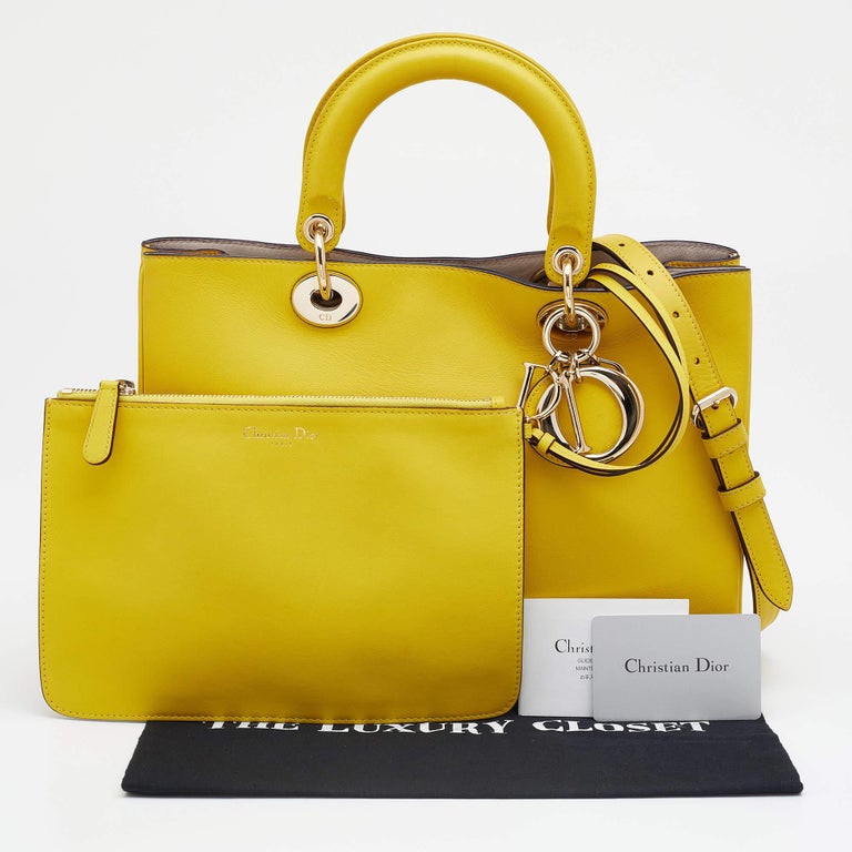Dior Yellow Leather Medium Diorissimo Shopper Tote For Sale at 1stDibs
