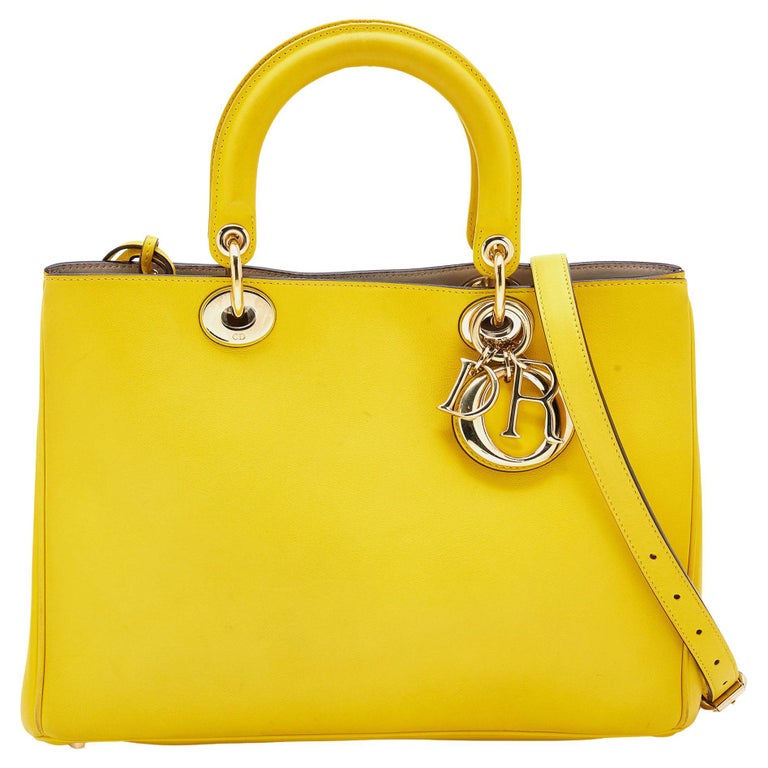 Dior Yellow Leather Medium Diorissimo Shopper Tote For Sale at 1stDibs