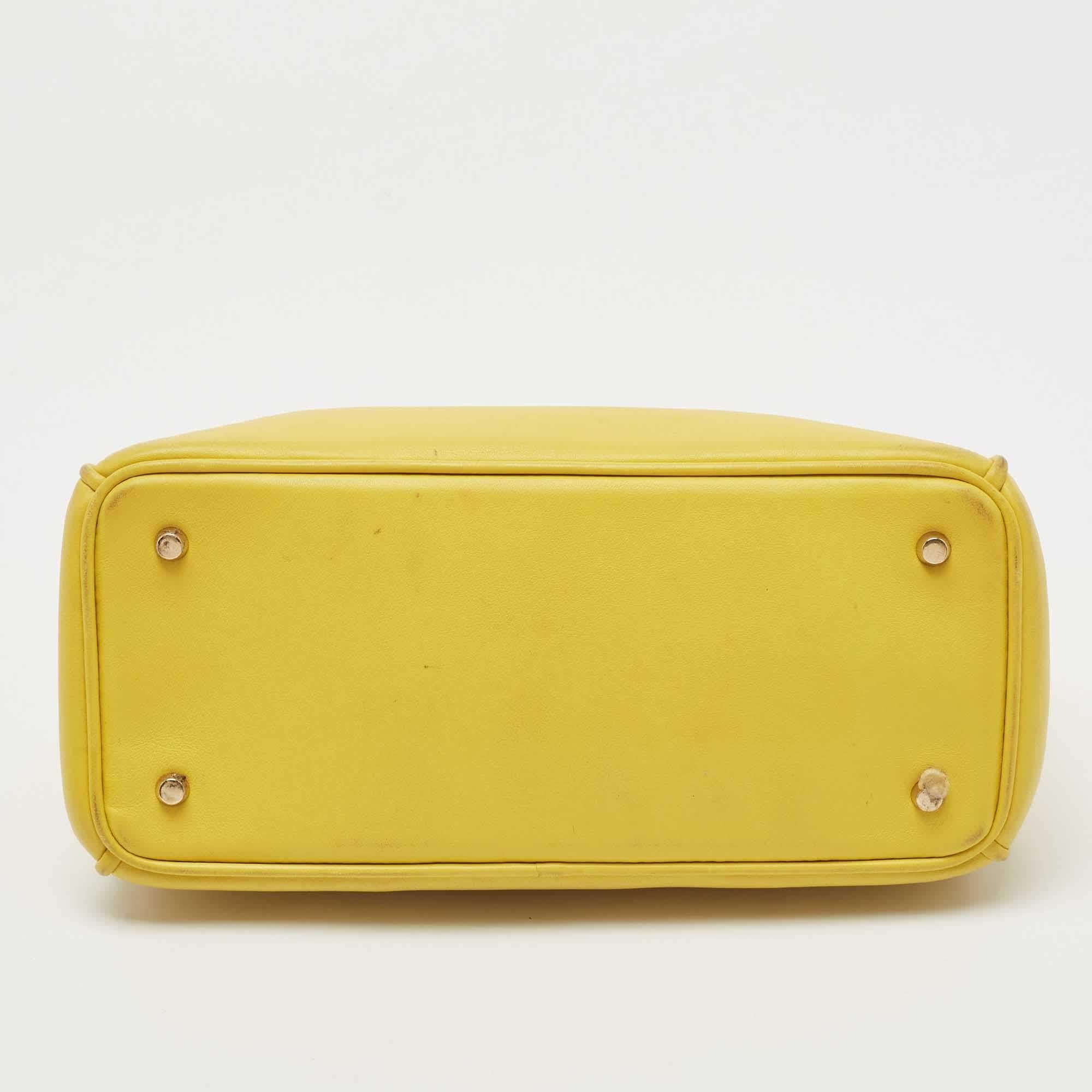Dior Yellow Leather Mini Diorissimo Tote For Sale at 1stDibs