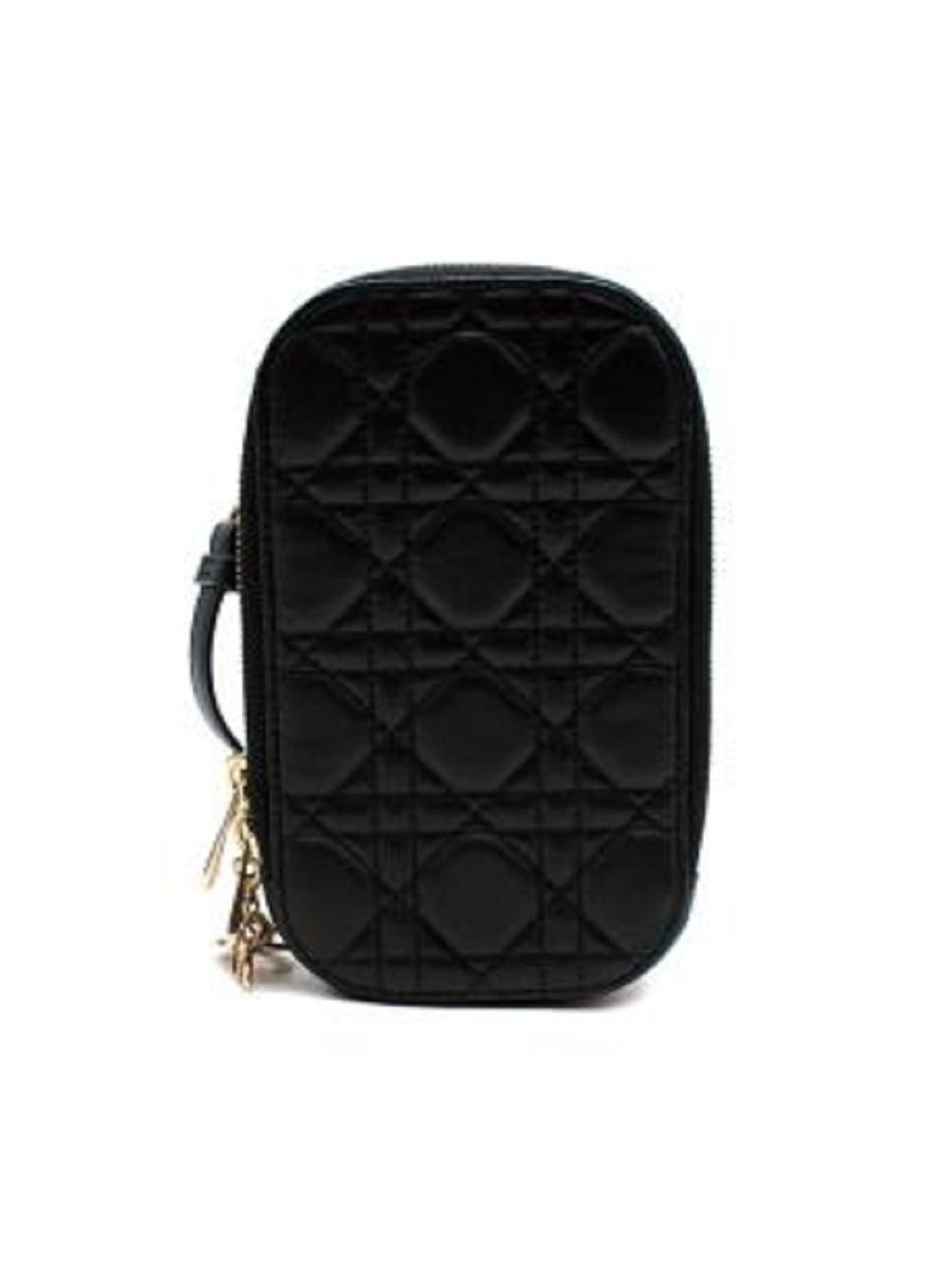 DiorAmour Lambskin Cannage Lady Dior Phone Holder For Sale at 1stDibs