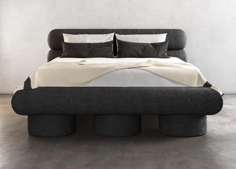 Dip Bed Low, Modern Design in Ewe Black Boucle For Sale at 1stDibs