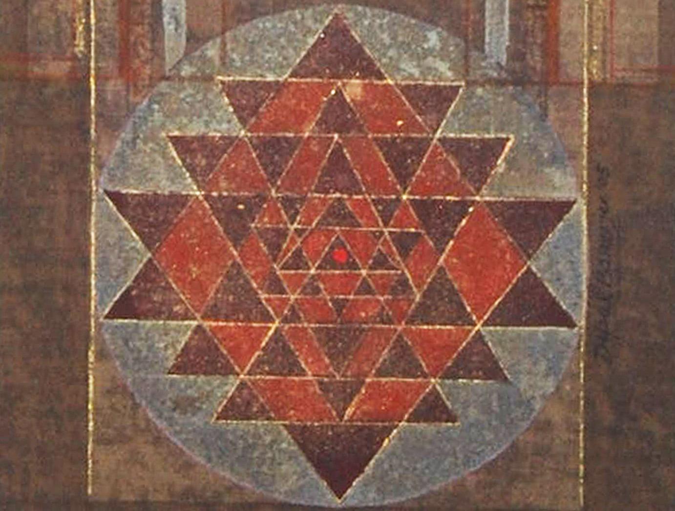Dipak Banerjee - Laxmi, Goddess, Hand Made Pigments on Canvas, Red by ...