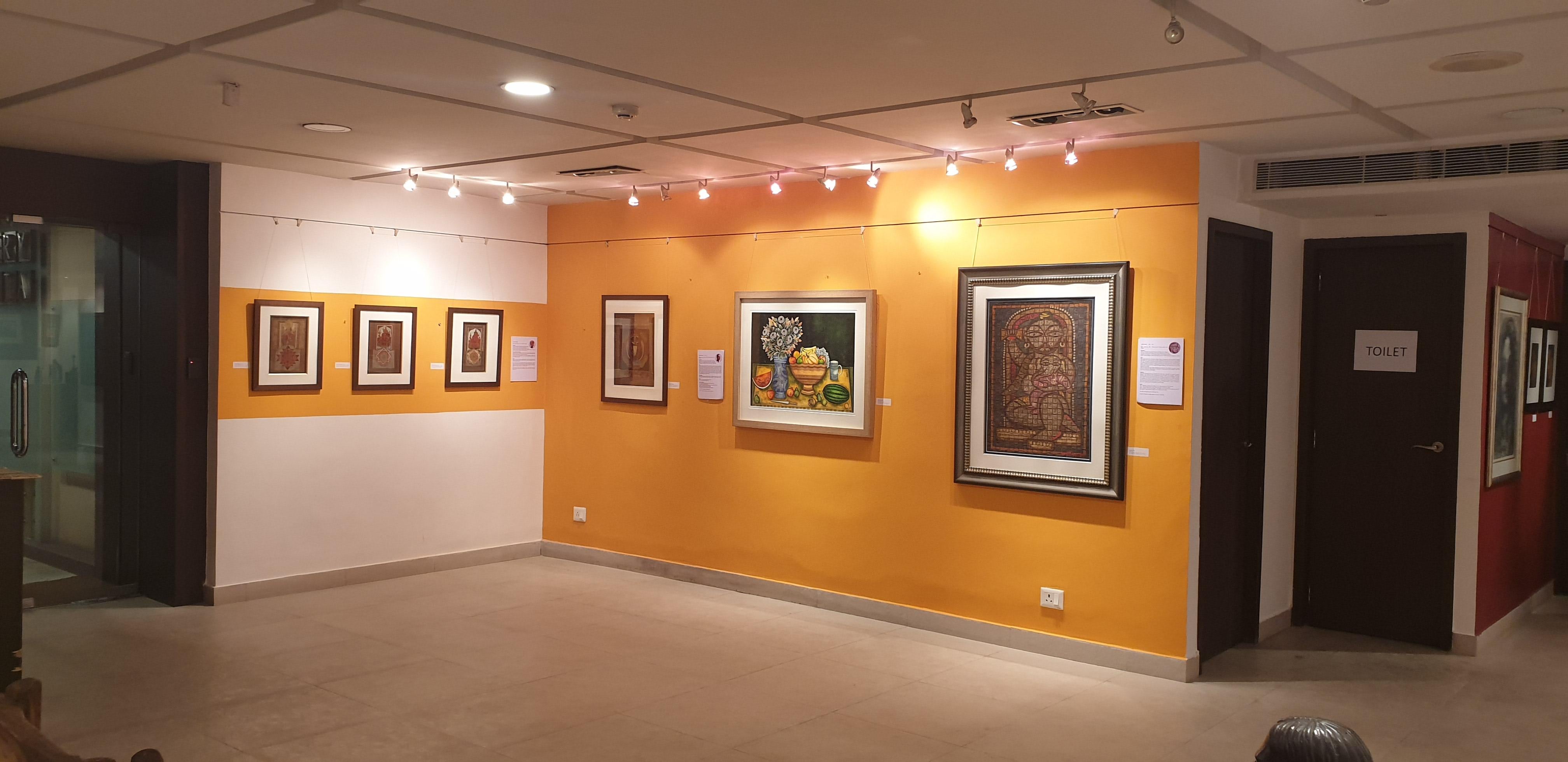 Dipak Banerjee - Laxmi, Goddess, Hand Made Pigments on Canvas, Red by ...