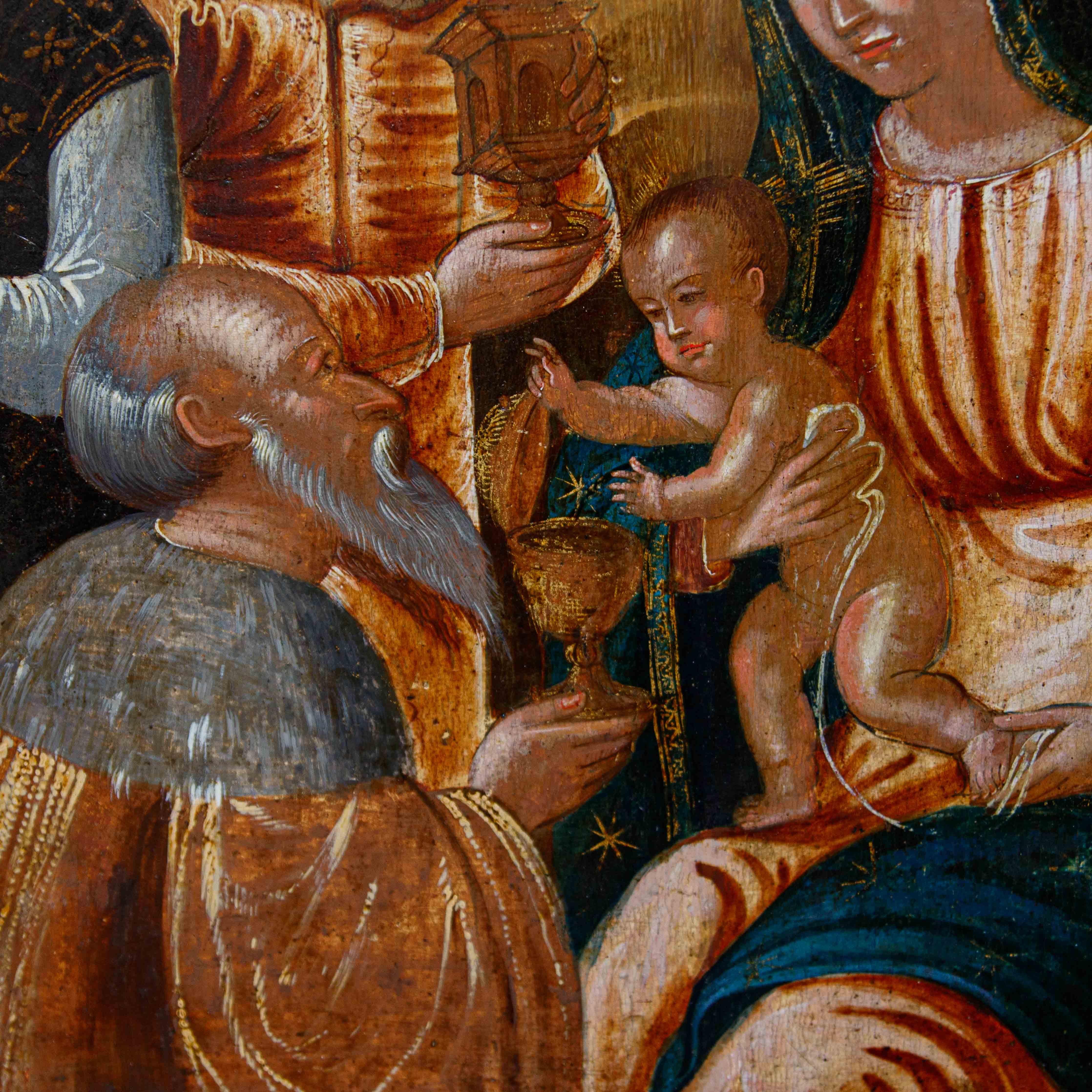 Panel painting depicting Adoration of the Magi Venetian Cretan 16th century For Sale at 1stDibs