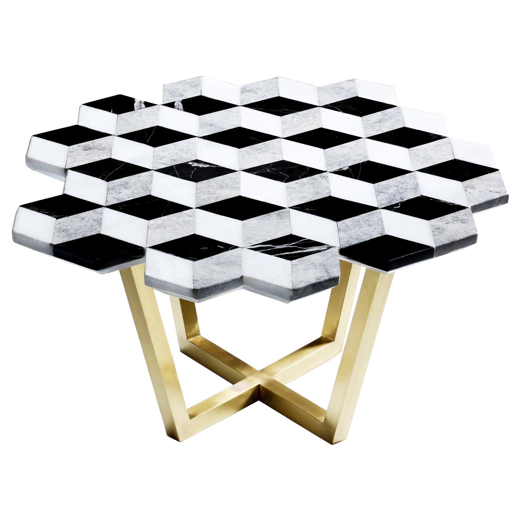 Diplopia Monochrome Coffee Table in Black Toros Marble, Silver Gray ...