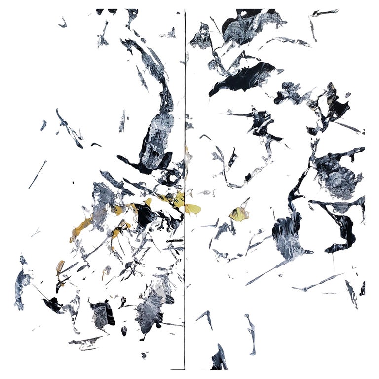 Diptych," Large Gray, White and Black Abstract Painting By Kathi ...