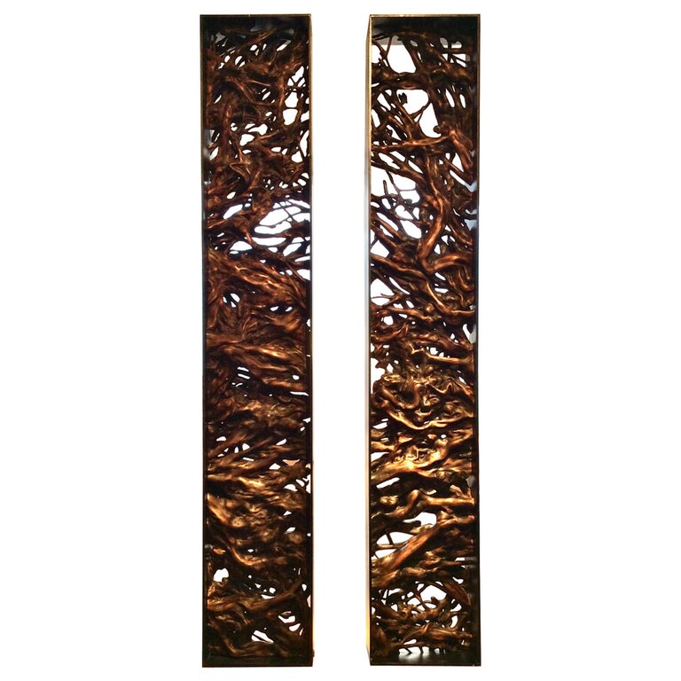'Diptych', Pair of Litchi Root Sculptures by Jerome Abel Seguin at 1stDibs