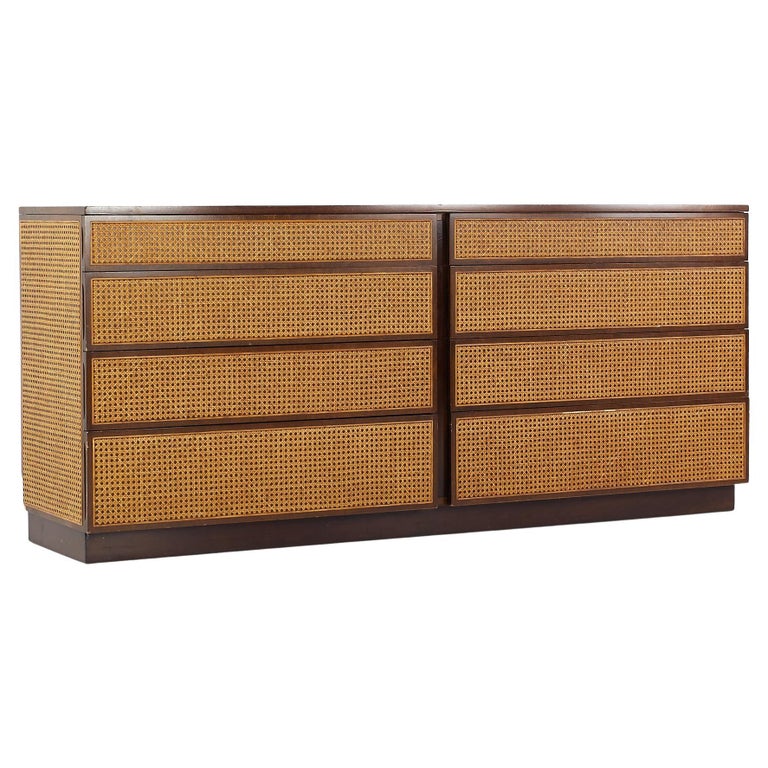 Directional Mid Century Cane Panel 8 Drawer Lowboy Dresser For Sale at ...