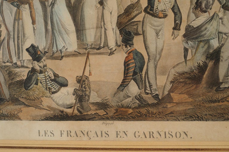 Directoire Period Engraving "Les Francais en Garnison" in Gilded Frame ...