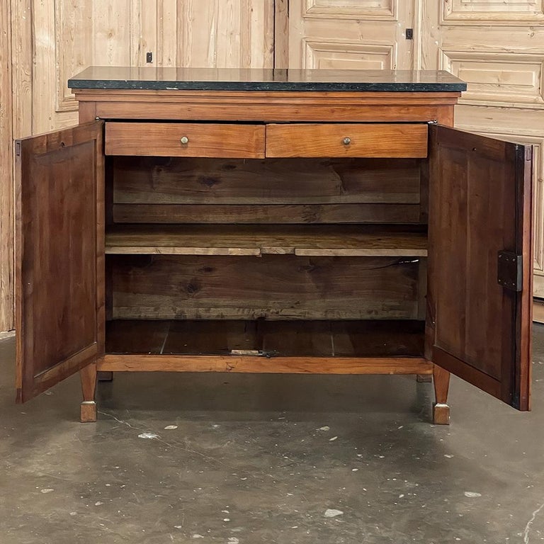 Directoire Period French Cherry Wood Marble Top Buffet For Sale at 1stDibs