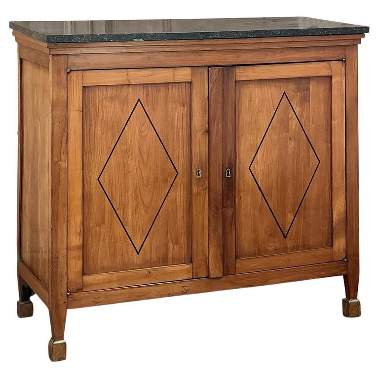 Directoire Period French Cherry Wood Marble Top Buffet For Sale at 1stDibs