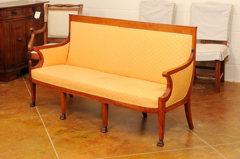 Directoire Sofa in Fruitwood with Paw Feet, France, ca. 1800 For Sale ...