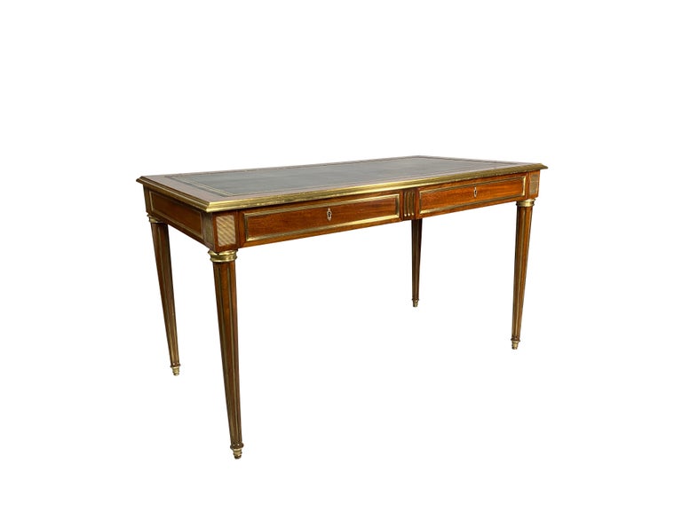 Directoire Style Mahogany and Brass Inlaid Writing Table at 1stDibs