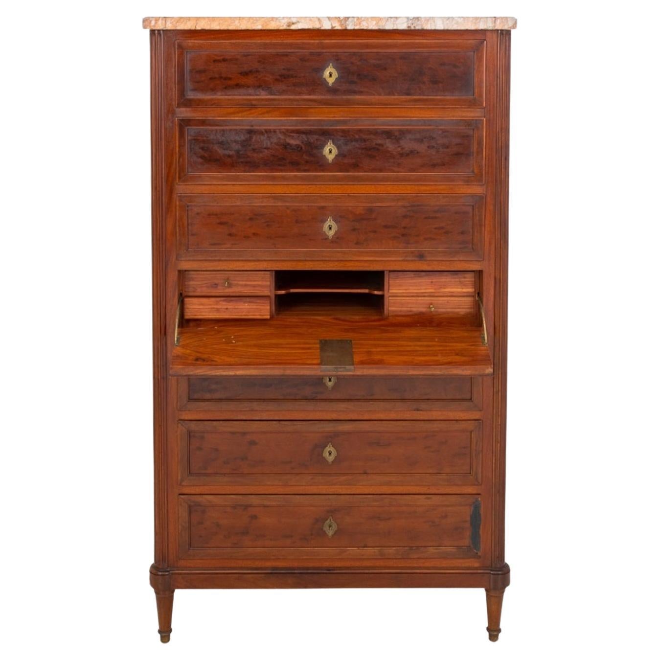 Directoire Style Marble-Topped Mahogany Semainier For Sale at 1stDibs