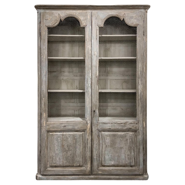 Directoire Style Painted French Bookcase with Chicken Wire Doors, 2 ...