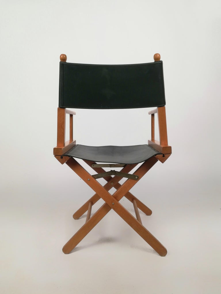 Directors Chair in Leather and Beech Wood by Dario Alfonsi, 1980s For ...