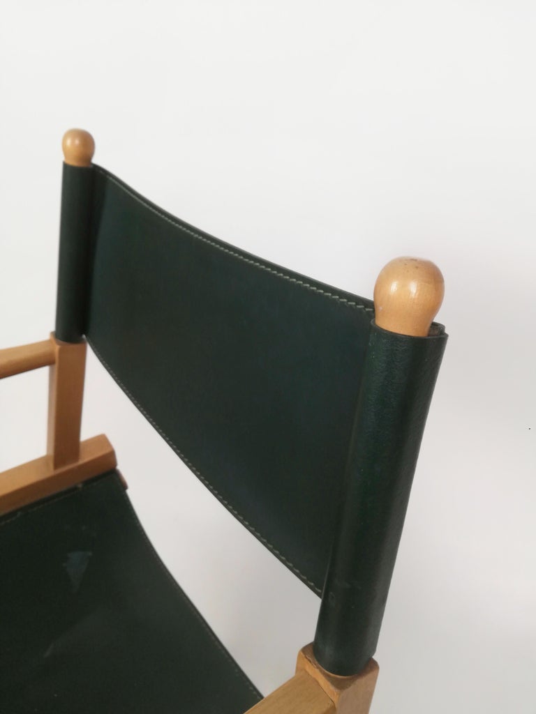 Directors Chair in Leather and Beech Wood by Dario Alfonsi, 1980s For ...