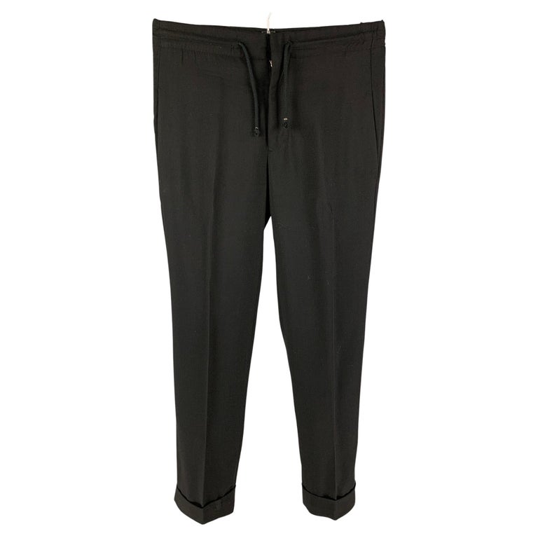 DIRK BIKKEMBERGS Size 32 Black Rayon Drawstring Dress Pants For Sale at ...