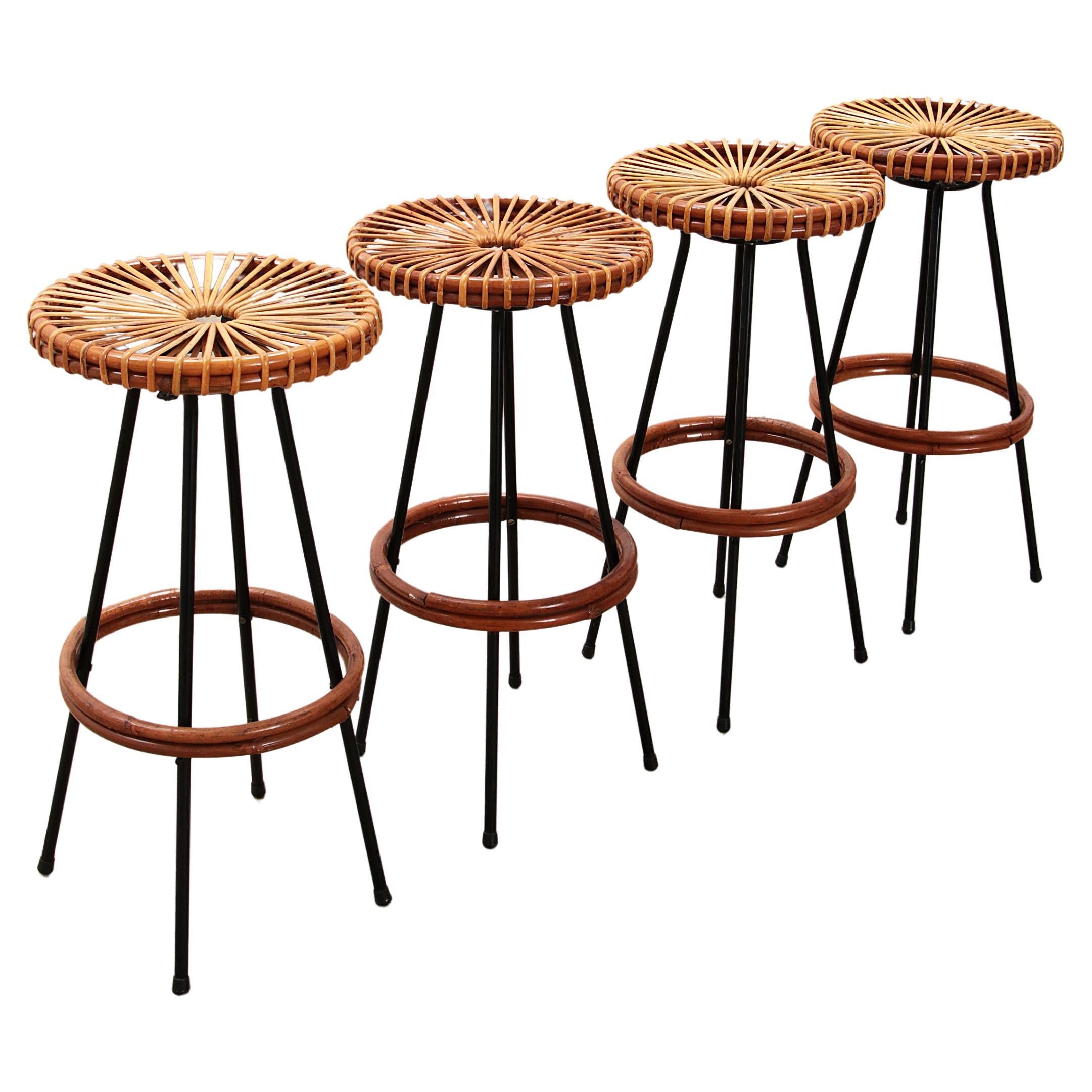 Dirk van Sliedregt Bar stools Set of 4 1960s. For Sale at 1stDibs