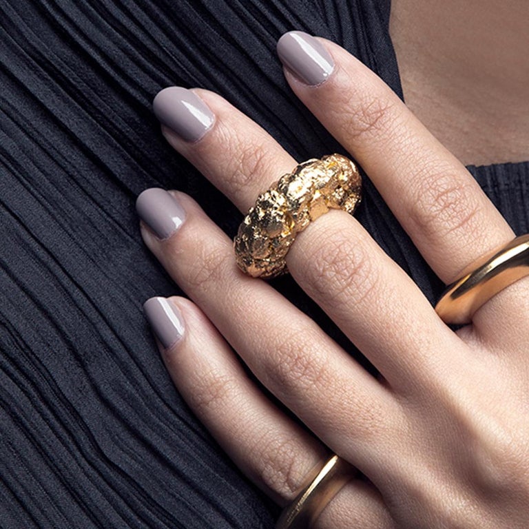 Customizable Disc Smooth Gold-Plated Ring For Sale at 1stDibs