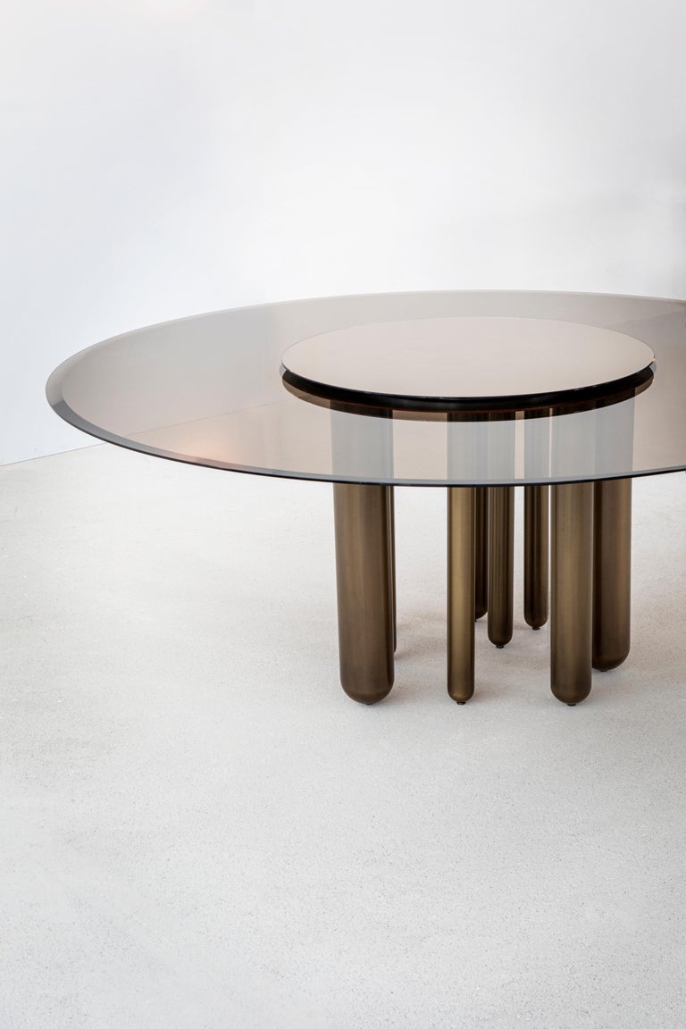 Discoteca, Round Table with Transparent Bronze Glass Top For Sale at ...