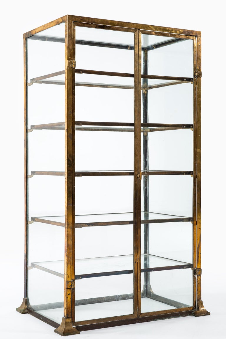 Display Cabinet in Brass and Glass Produced in Italy at 1stDibs
