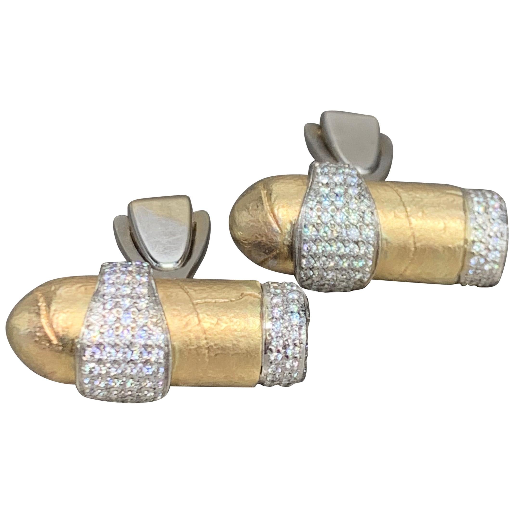 Black Star Sapphire Diamond Gold Cuff Links at 1stDibs